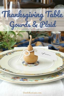 Easy Thanksgiving Tablescape Using Gourds And Plaid - Thistle Key Lane