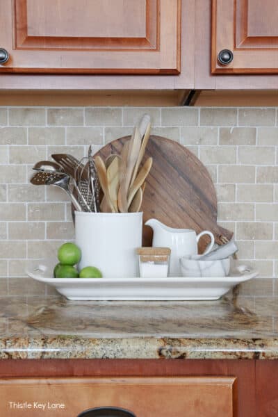 Using Trays To Control Kitchen Clutter - Thistle Key Lane