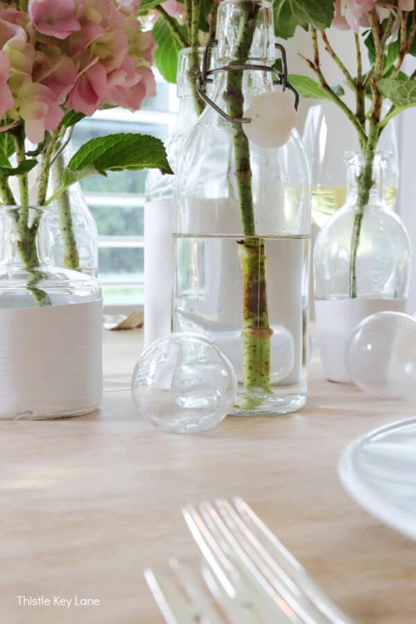 Summer Tablescape With Glass Bottle Vases - Thistle Key Lane