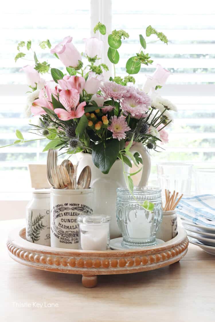How To Turn A Tray Into A Kitchen Table Centerpiece - Thistle Key Lane