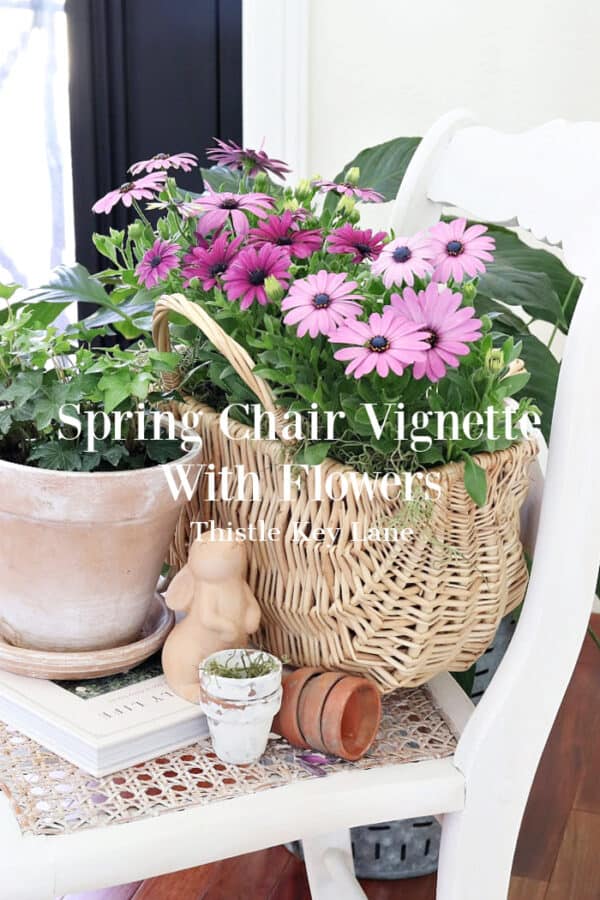 Spring Chair Vignette With Flowers - Thistle Key Lane