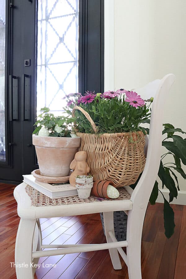 Spring Chair Vignette With Flowers - Thistle Key Lane