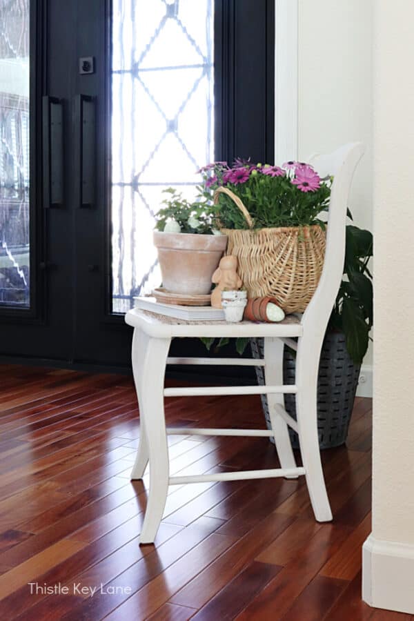 Spring Chair Vignette With Flowers - Thistle Key Lane