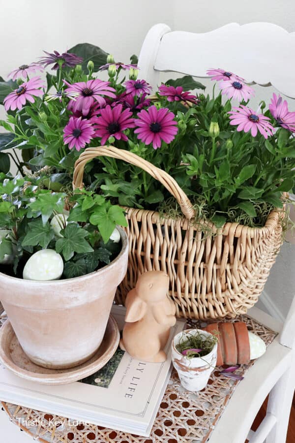 Spring Chair Vignette With Flowers - Thistle Key Lane