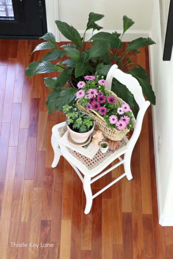 Spring Chair Vignette With Flowers - Thistle Key Lane