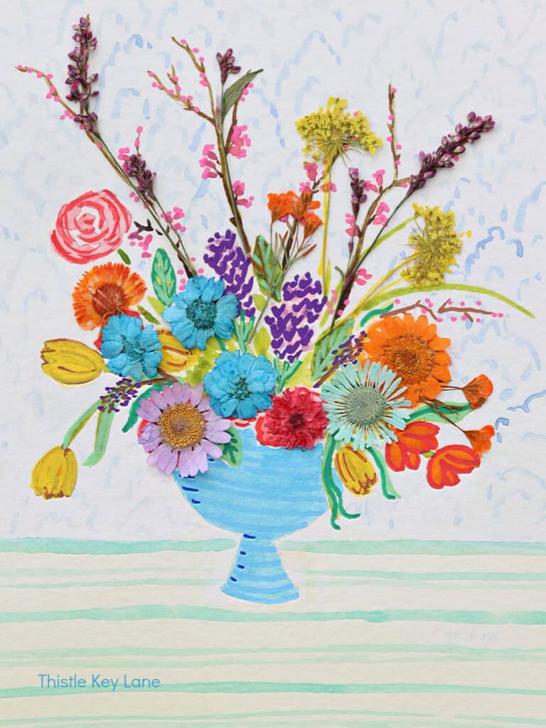 Mixed Media Art With Pressed Flowers - Thistle Key Lane