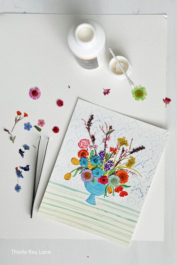 Mixed Media Art With Pressed Flowers - Thistle Key Lane