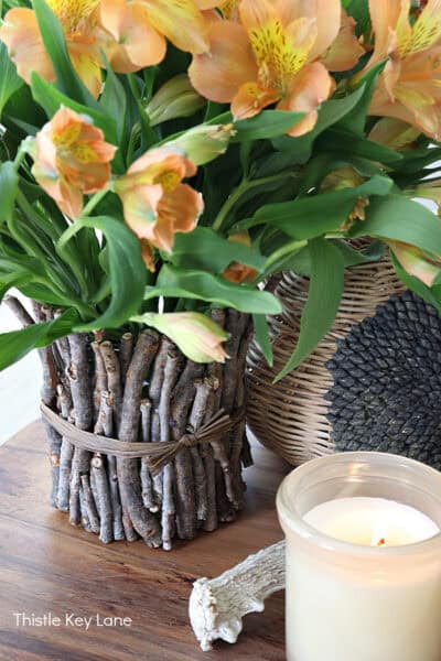 DIY Rustic Stick Vase - Thistle Key Lane