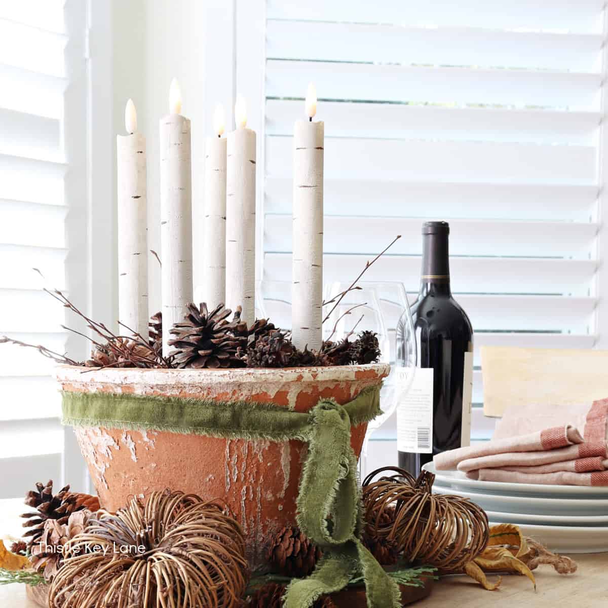 Faux Birch Candle Arrangement DIY - Thistle Key Lane