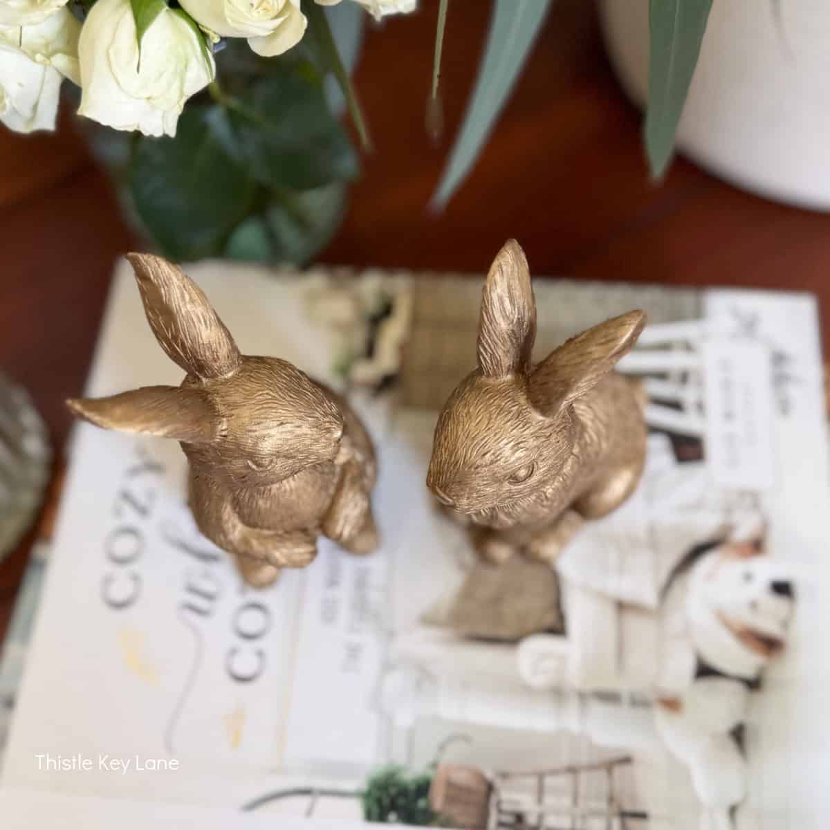 DIY Antique Brass Resin Bunnies - Thistle Key Lane