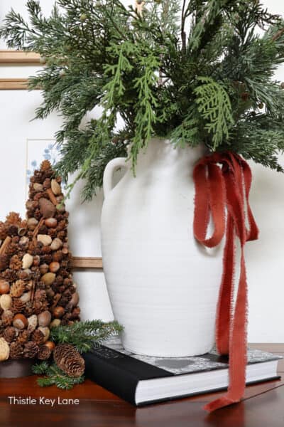 Create A Rustic Entry Table With Holiday Greenery - Thistle Key Lane