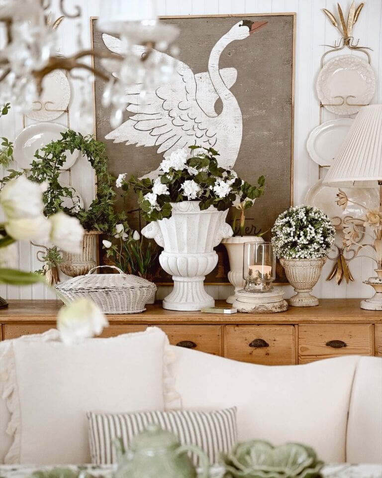 Floral Spring Vignette For Buffet Or Sideboard - Thistle Key Lane